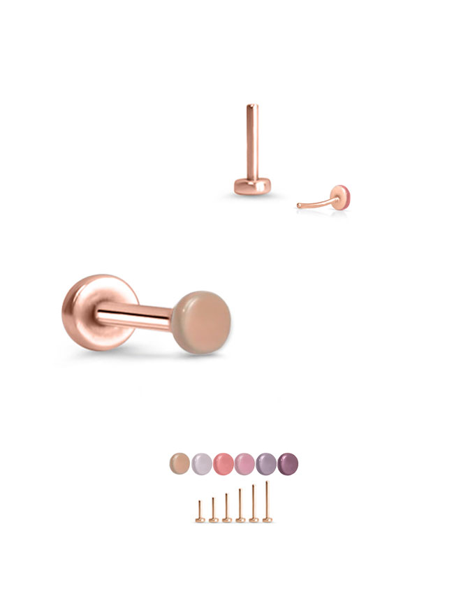 Rose Gold Plated 316 Stainless Steel Labret Style Nose Stud Threadless ...
